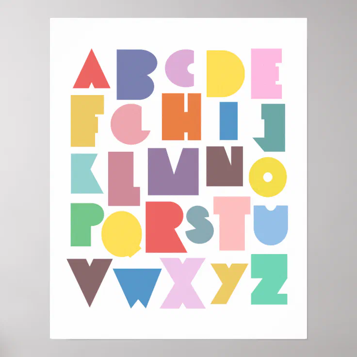 Geometric Retro Alphabet Poster | Zazzle