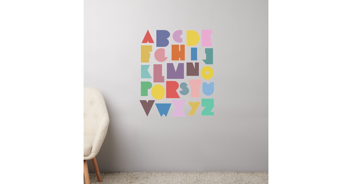 Geometric Retro Alphabet Wall Decal | Zazzle