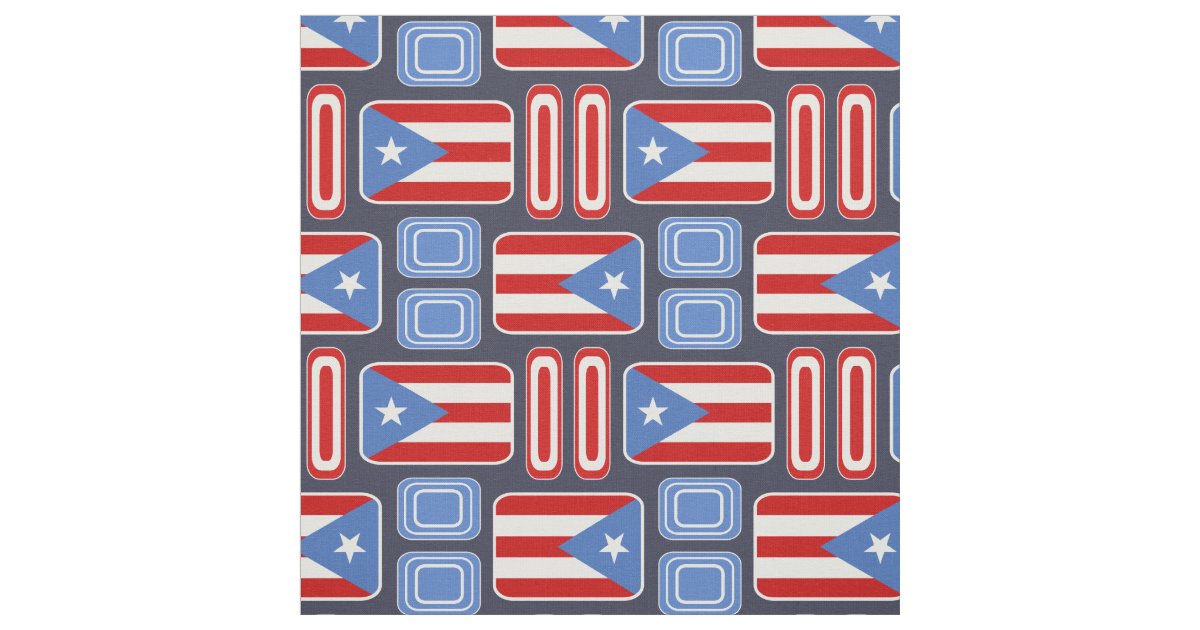 Geometric: Retro: Puerto Rican: Flag Fabric | Zazzle