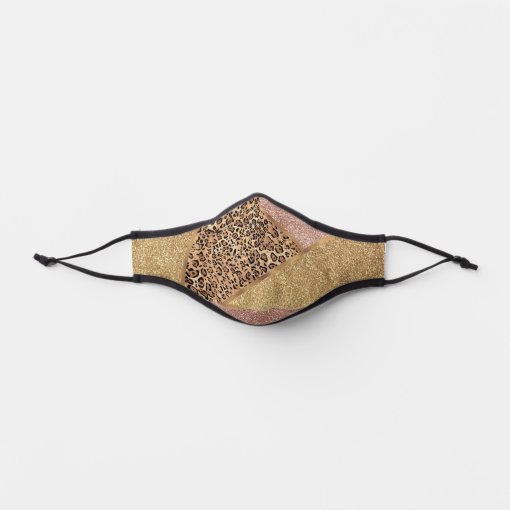 Geometric Rose Gold Blush Glitter Leopard Premium Face Mask | Zazzle