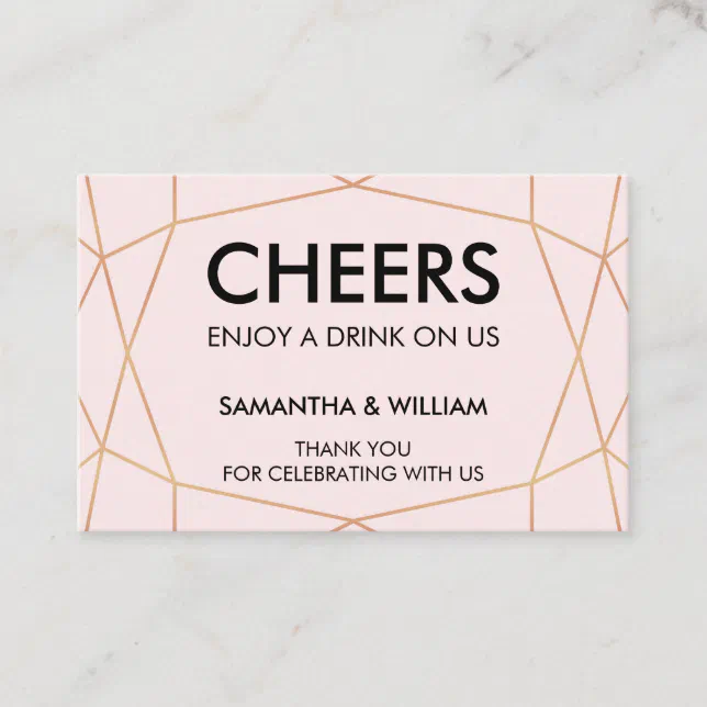 Geometric Rose Gold Drink Ticket | Custom Color | Zazzle