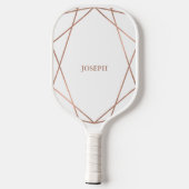 Geometric Rose Gold Lines on White with Name Pickleball Paddle | Zazzle