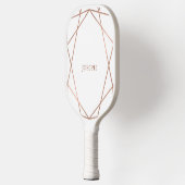 Geometric Rose Gold Lines on White with Name Pickleball Paddle | Zazzle