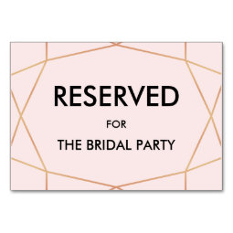 Geometric Rose Gold Reserved Table Sign | Custom Table Number | Zazzle