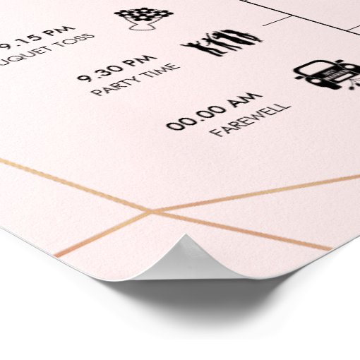 Geometric Rose Gold Wedding Timeline Sign | Zazzle