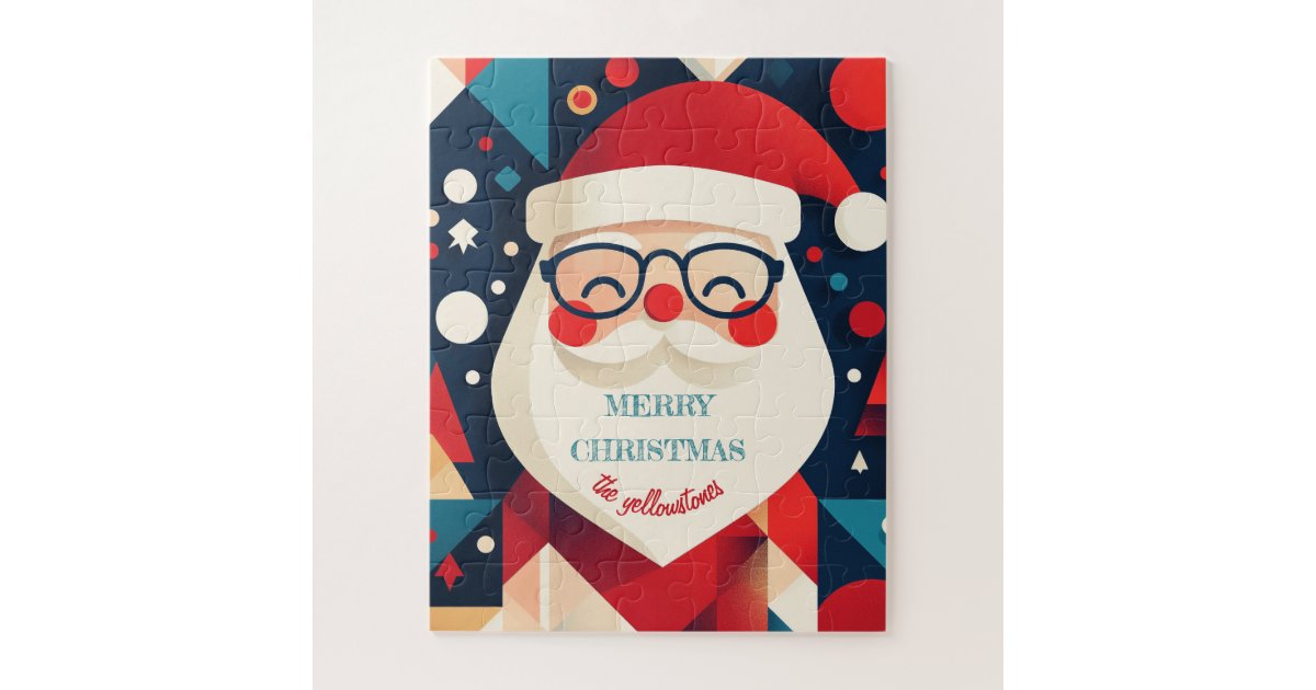Geometric Santa Claus Jigsaw Puzzle | Zazzle