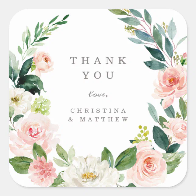 Geometric Spring Romance Thank You Sticker Tag | Zazzle