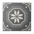 Geometric Star Pattern Decorative Black White Ceramic Tile | Zazzle