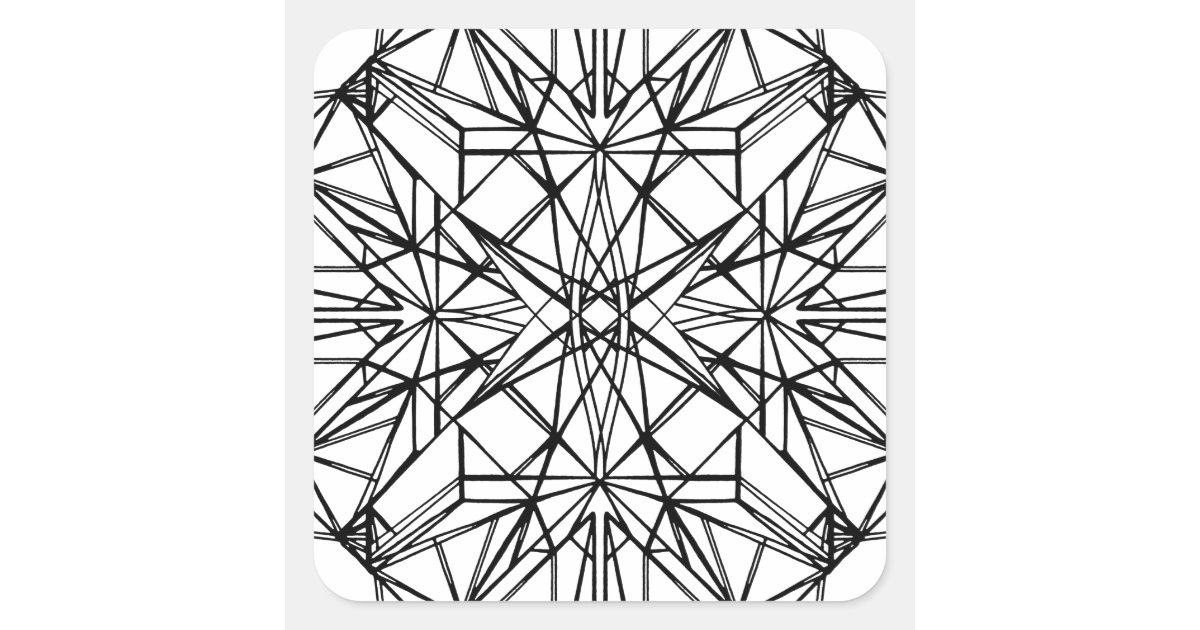 geometric symmetry square sticker | Zazzle