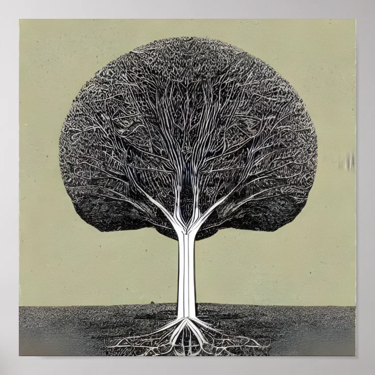 Geometric Tree with Roots in the Ground Poster | Zazzle
