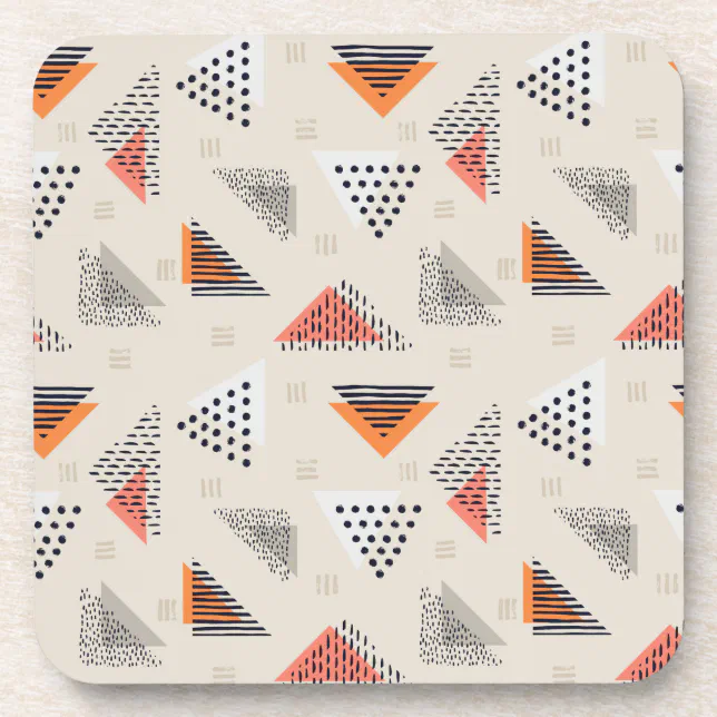 Geometric Triangle Hand Drawn Pattern Beverage Coaster | Zazzle