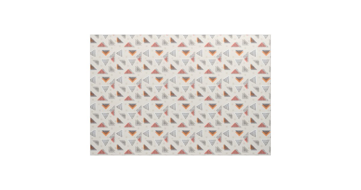 Geometric Triangle Hand Drawn Pattern Fabric | Zazzle
