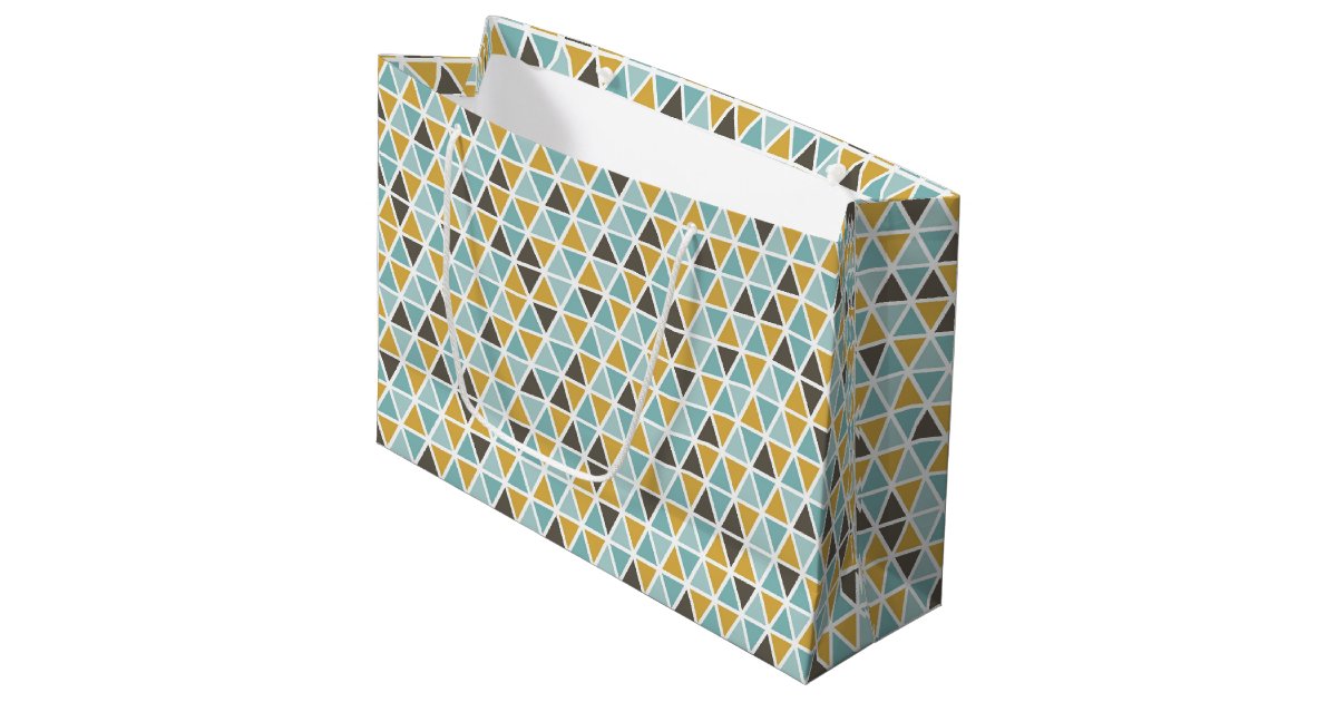 Geometric Triangle Pattern Large Gift Bag | Zazzle