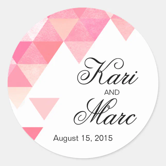 Geometric Triangles Favor Decal | peony pink mauve Classic Round ...