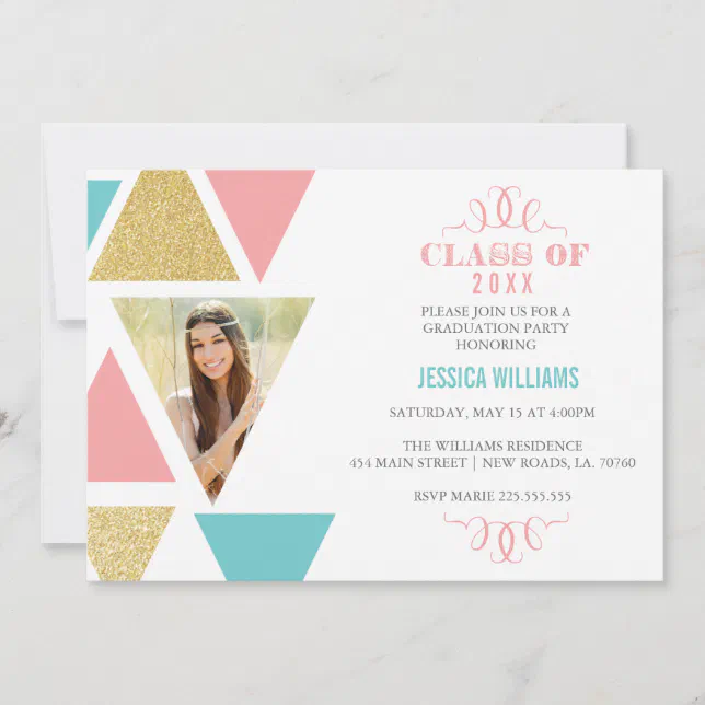 Geometric Triangles Graduation Invitations | Zazzle