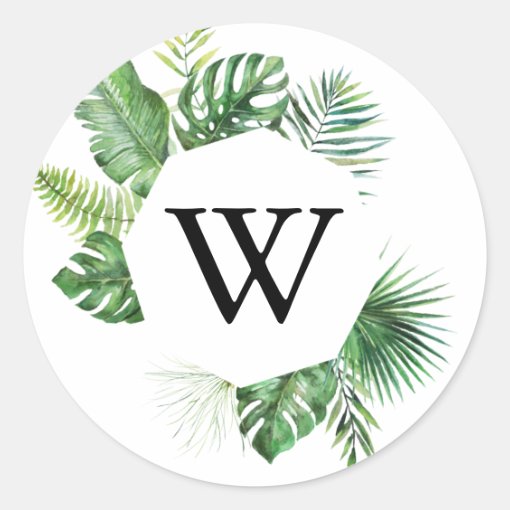 Geometric Tropical Monogram Wedding Envelope Seals | Zazzle