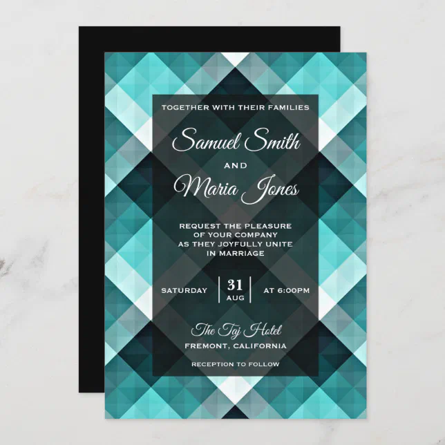 Geometric Turquoise Abstract Wedding Invitation | Zazzle