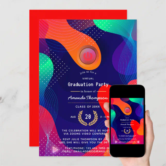 Geometric Virtual Graduation Party Invitation | Zazzle