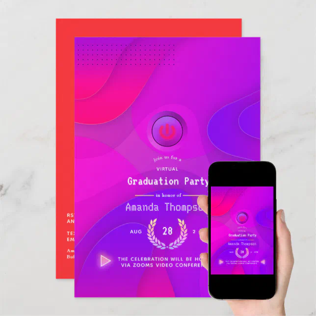 Geometric Virtual Graduation Party Invitation | Zazzle