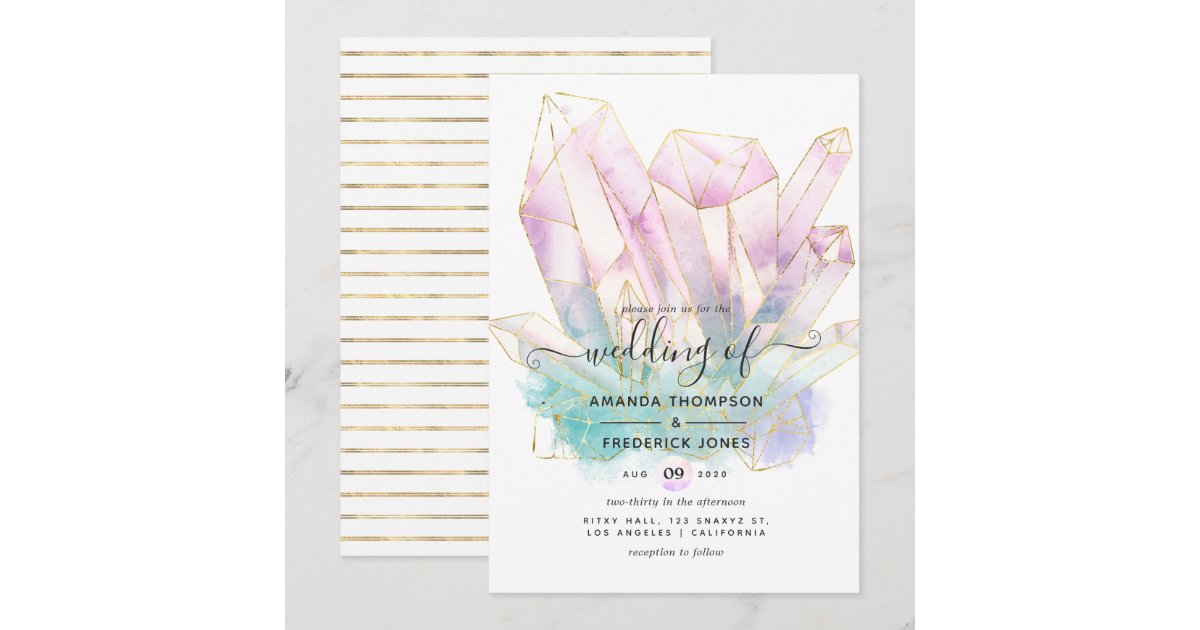 Geometric Watercolor Crystals Wedding Invitation | Zazzle
