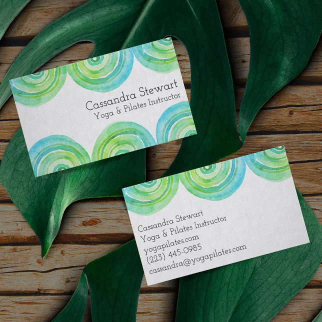 Geometric watercolor design green blue Arches Business Card | Zazzle