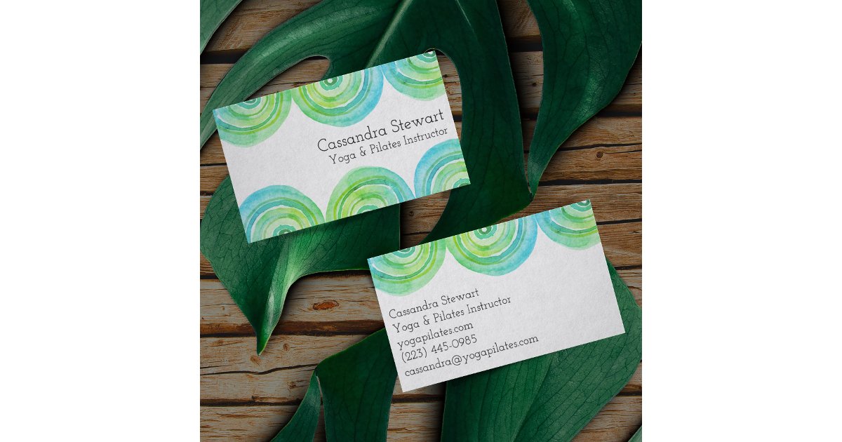Geometric watercolor design green blue Arches Business Card | Zazzle