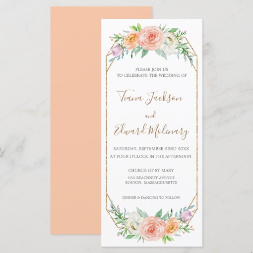 Geometric Watercolor Flower Wedding Invitation | Zazzle