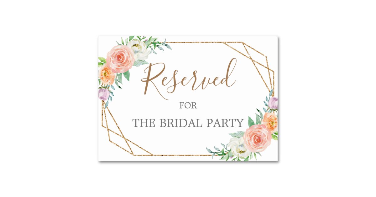 Geometric Watercolor Flowers Reserved Table Sign Table Number | Zazzle