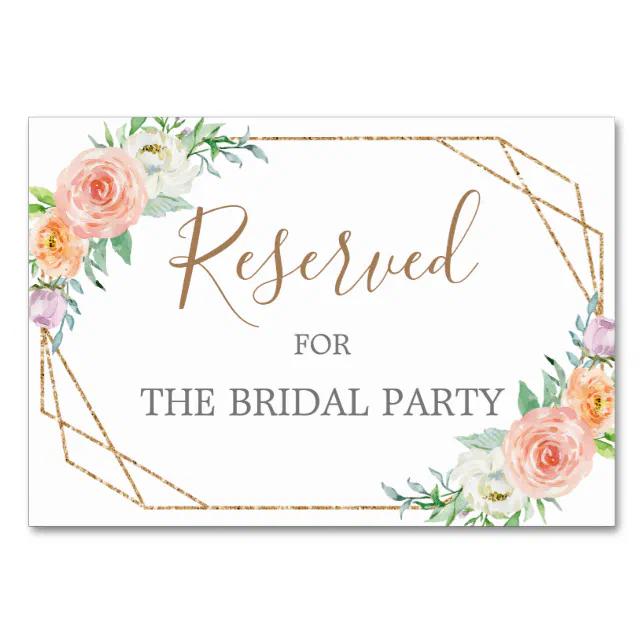Geometric Watercolor Flowers Reserved Table Sign Table Number | Zazzle