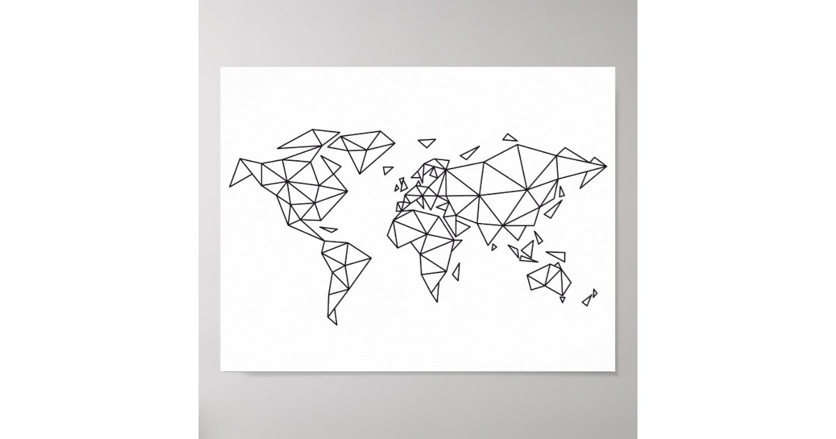 Geometric world map poster | Zazzle