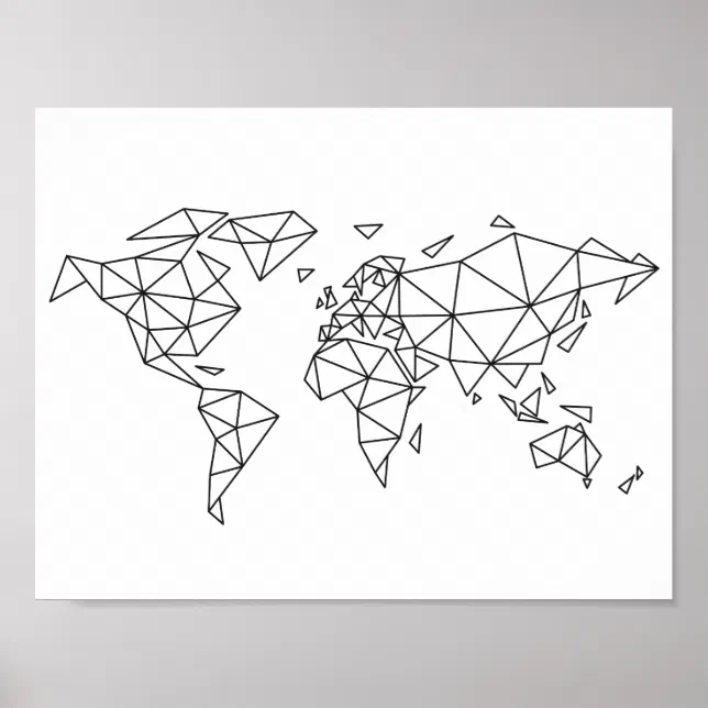 Geometric world map poster | Zazzle