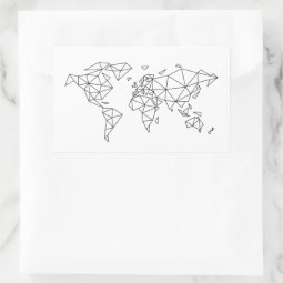Geometric world map rectangular sticker | Zazzle