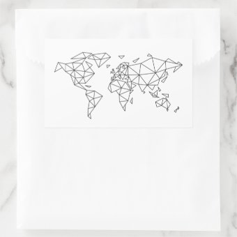 Geometric world map rectangular sticker | Zazzle