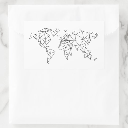 Geometric world map rectangular sticker | Zazzle
