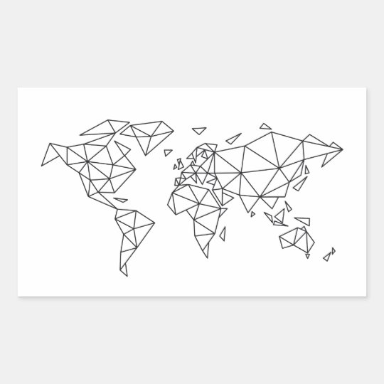 Geometric world map rectangular sticker | Zazzle.com