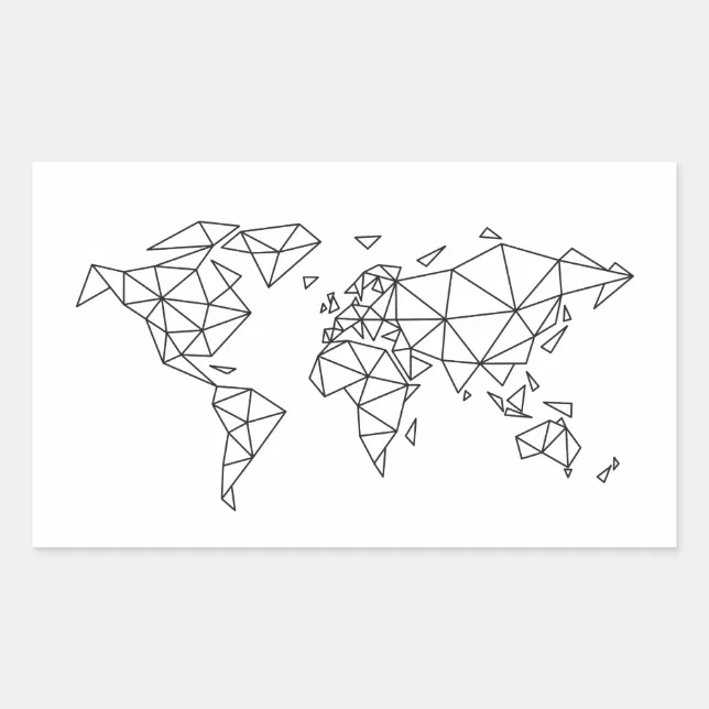 Geometric world map rectangular sticker | Zazzle
