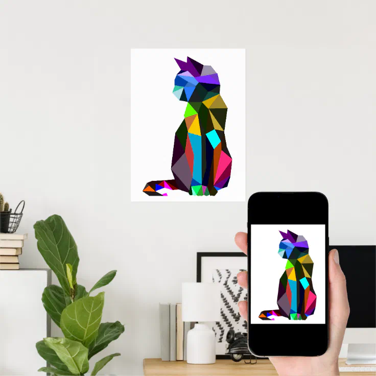 Geometric WPAP Cat Design | Printables | Wall Art | Zazzle