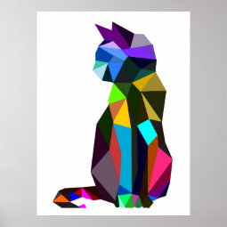 Geometric WPAP Cat Design | Printables | Wall Art | Zazzle