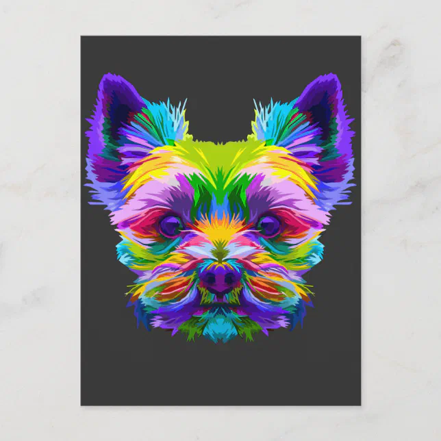 Geometric Yorkshire Terrier Yorkie Art Animal Love Postcard | Zazzle