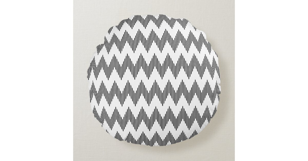Geometric zigzag pattern round pillow | Zazzle