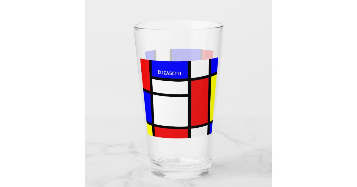 Geometrical Design Mondrian Inspired Modern Art Glass | Zazzle