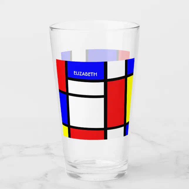 Geometrical Design Mondrian Inspired Modern Art Glass | Zazzle