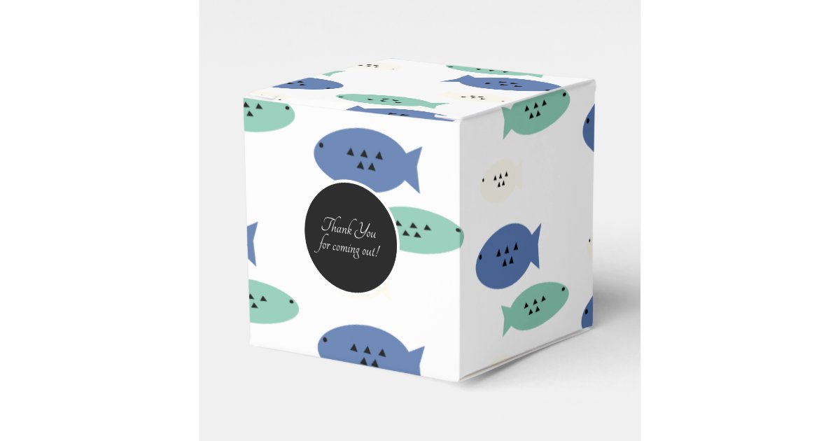 Geometrical Fish Blue Party Favor Box | Zazzle