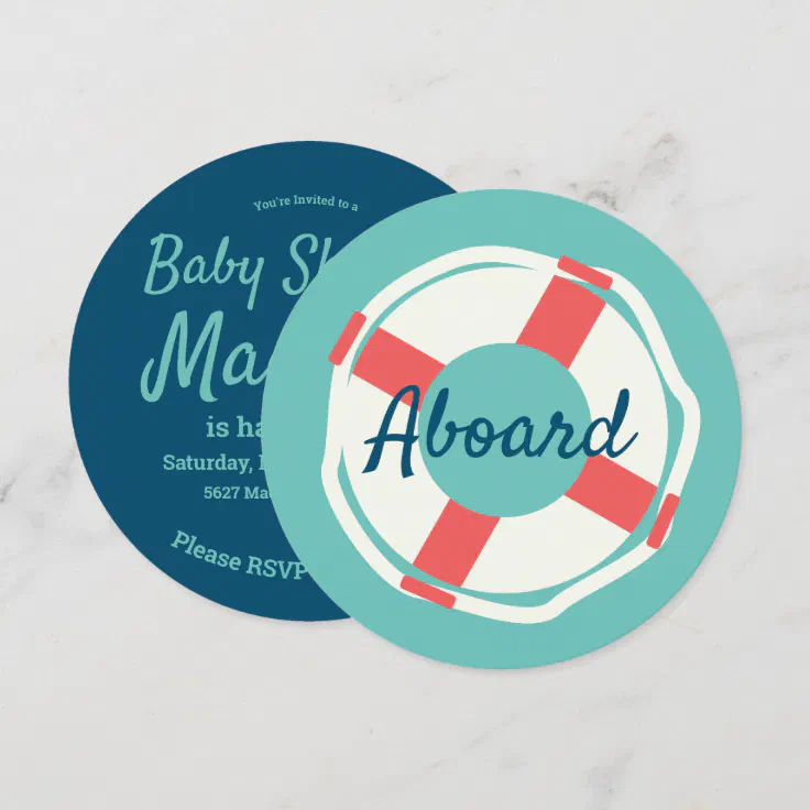 Geometrical Life Save Ring Nautical Baby Shower Invitation | Zazzle