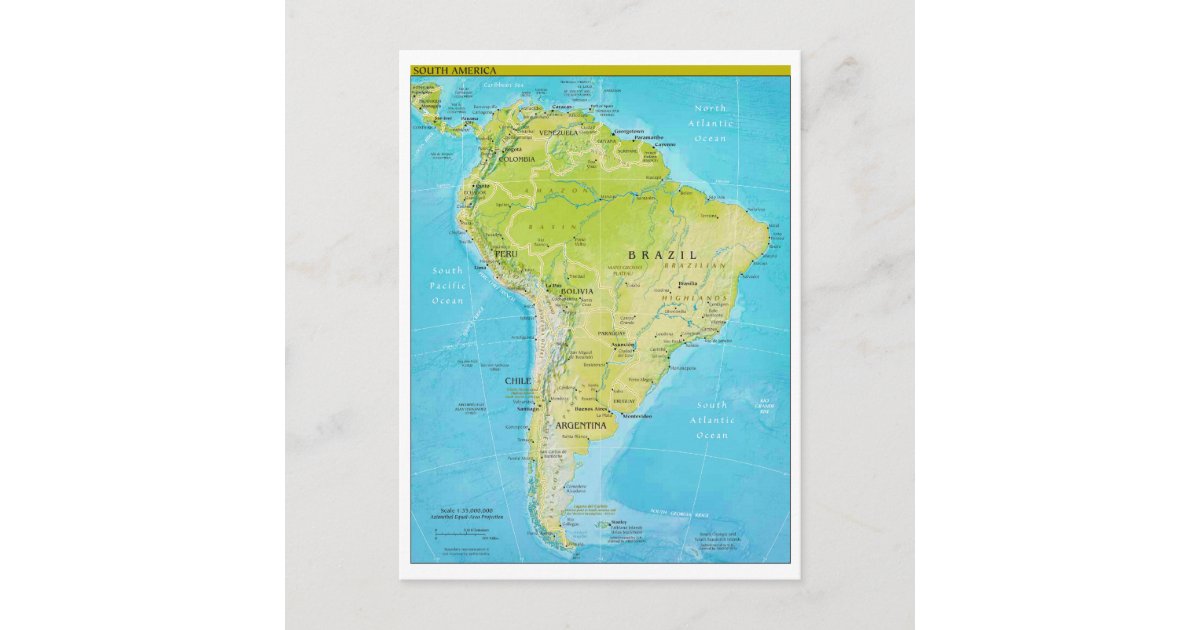 Geopolitical Regional Map of South America Postcard | Zazzle