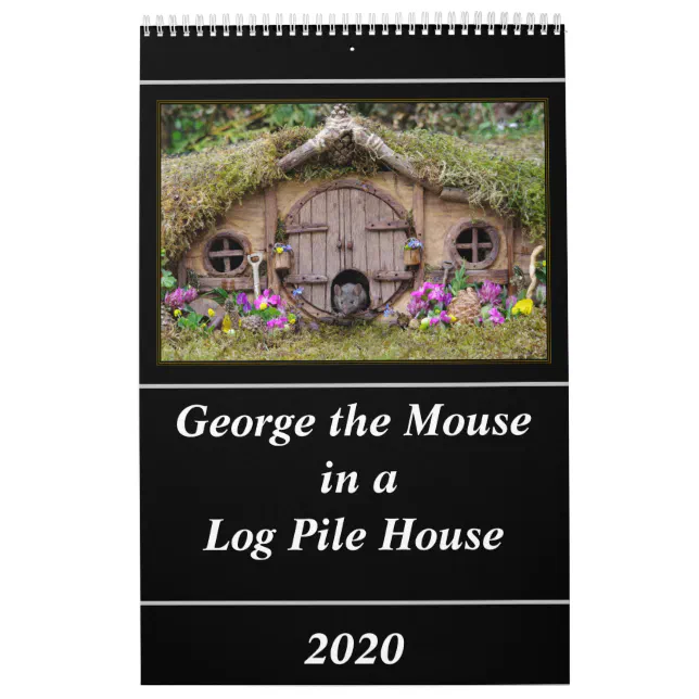 George the mouse in a log pile House calendar | Zazzle