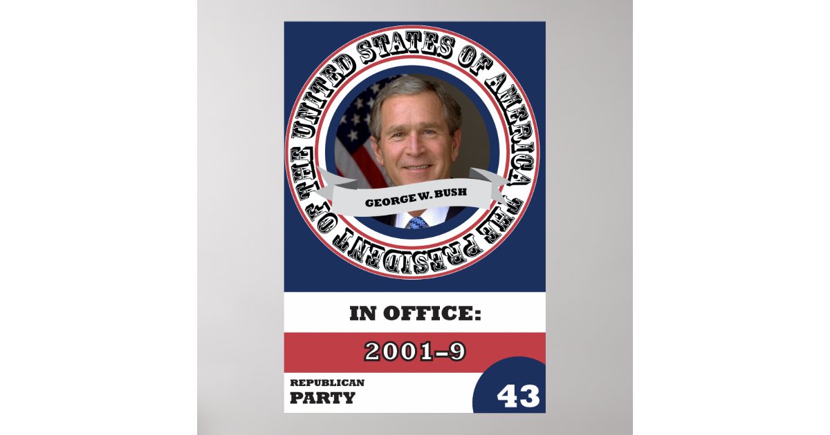 George W. Bush Presidential History Retro Poster | Zazzle