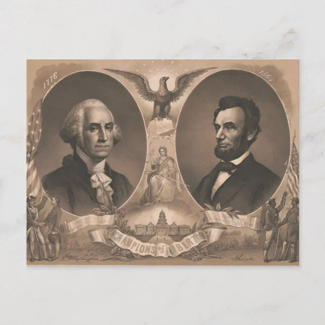 George Washington Abraham Lincoln Eagle US Vintage Postcard | Zazzle