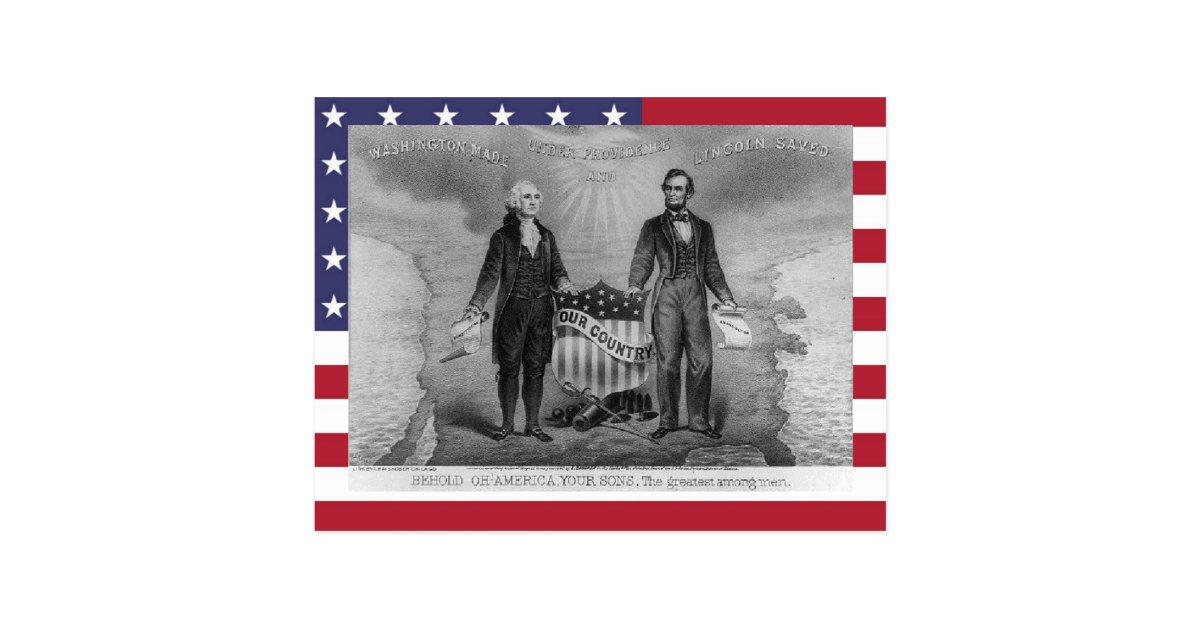 George Washington Abraham Lincoln USA American Postcard | Zazzle.com
