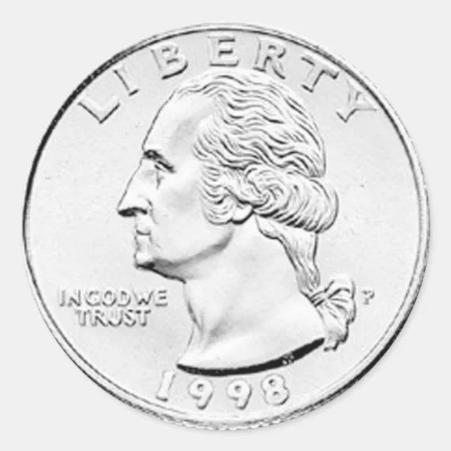 George Washington Quarter Dollar Classic Round Sticker | Zazzle